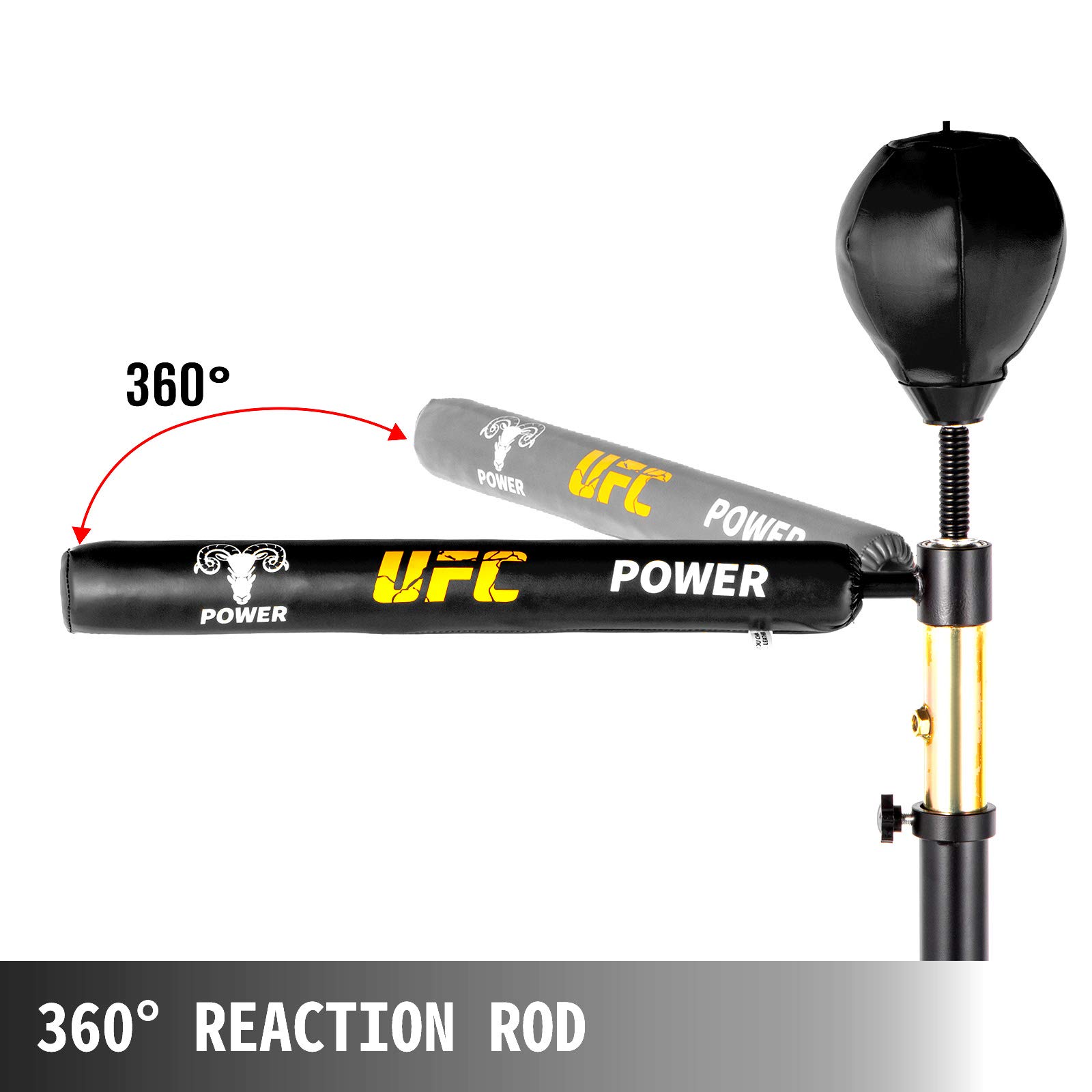 Happybuy Boxing Speed Trainer, Punching Bag Spinning Bar, Training Boxing Ball with Reflex Bar & Gloves, Solid Speed Punching Bag Free Standing, Adjustable Height, for Man, with Two Ball