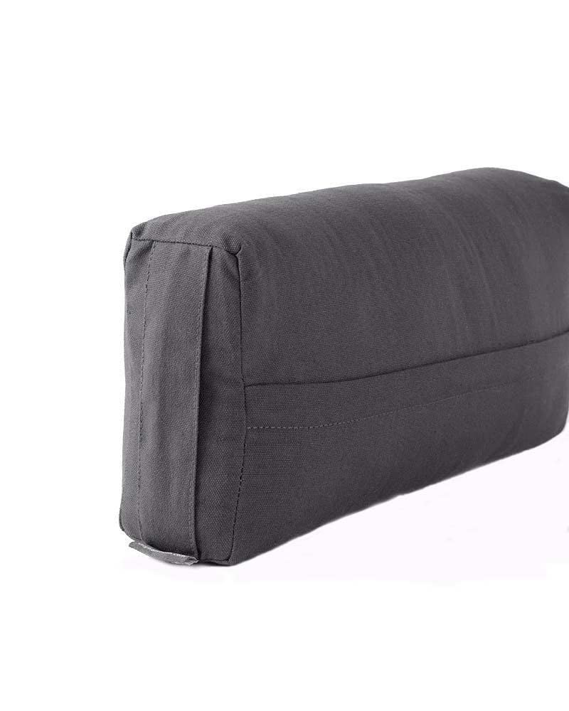 Halfmoon 15" Prana Yoga Bolster Pillow for Meditation and Support - Rectangular Yoga Cushion with Carry Handle 100% Cotton (Charcoal, Mini)