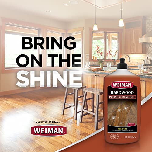 Weiman Wood Floor Polish and Restorer 32 Oz 3PC Bundle - High-Traffic Hardwood Floor, Natural Shine, Removes Scratches, Leaves Protective Layer