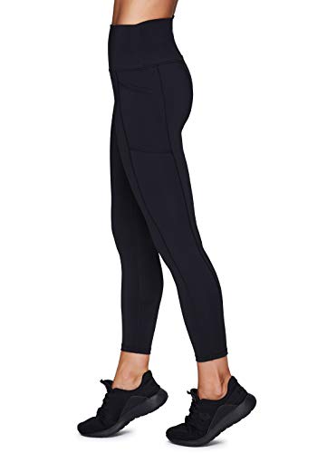 RBX Active Women's 7/8 Gym Legging Squat Proof Ankle Length Workout Yoga Legging with Pockets High Waisted Moisture Wicking Running Tights with Side Pockets 7/8 Jet Black L