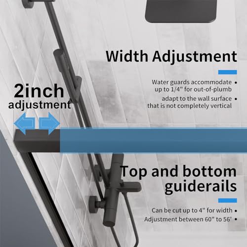 Shower Door,Royal Guard 44-48" W x 70" H Semi-Frameless Double Sliding Glass Shower Door with 1/4'' (6mm) Clear SGCC Tempered Glass,Bypass Shower Enclosure,Matte Black