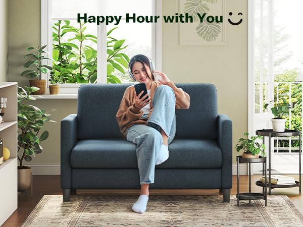 Welzona Blue Gray Loveseat Sofa,Teddy Sofa, 51" Comfy Couch