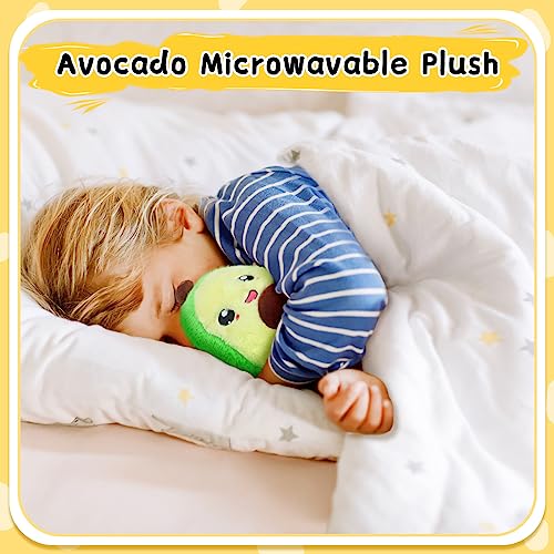Wettarn 2 Pieces Warmies Microwavable Stuffed Fruit Heatable Unscented Avocado Pineapple Heating Pad Hot and Cold Therapy Plush Toys for Boys and Girls