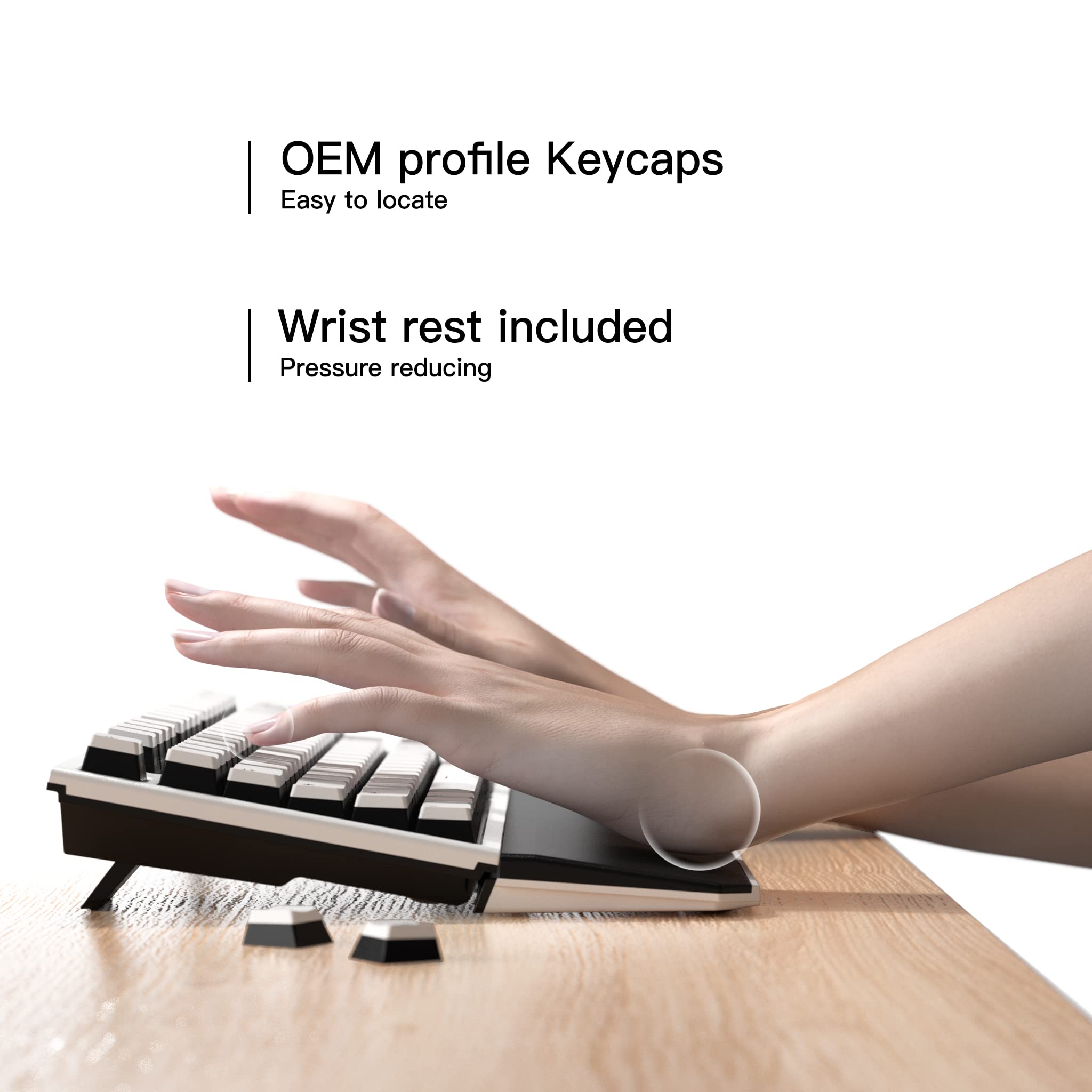 Hexgears X3 Wireless Mechanical Keyboard TKL 87 Keys, Kailh Box 3.0 Gold Switch, Ergonomic, N-Key Rollover, Backlit Gaming Keyboard with Wrist Rest for PC/Tablet/PS/Xbox/Mac/Laptop