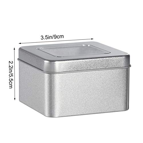 UPKOCH Clear Square Empty Tin 10PCS Metal Rectangular Empty Tins- Portable Box Containers Small Storage Kit& Home Organizer small tins with lids craft containers for Candies, Gifts- Square Tin