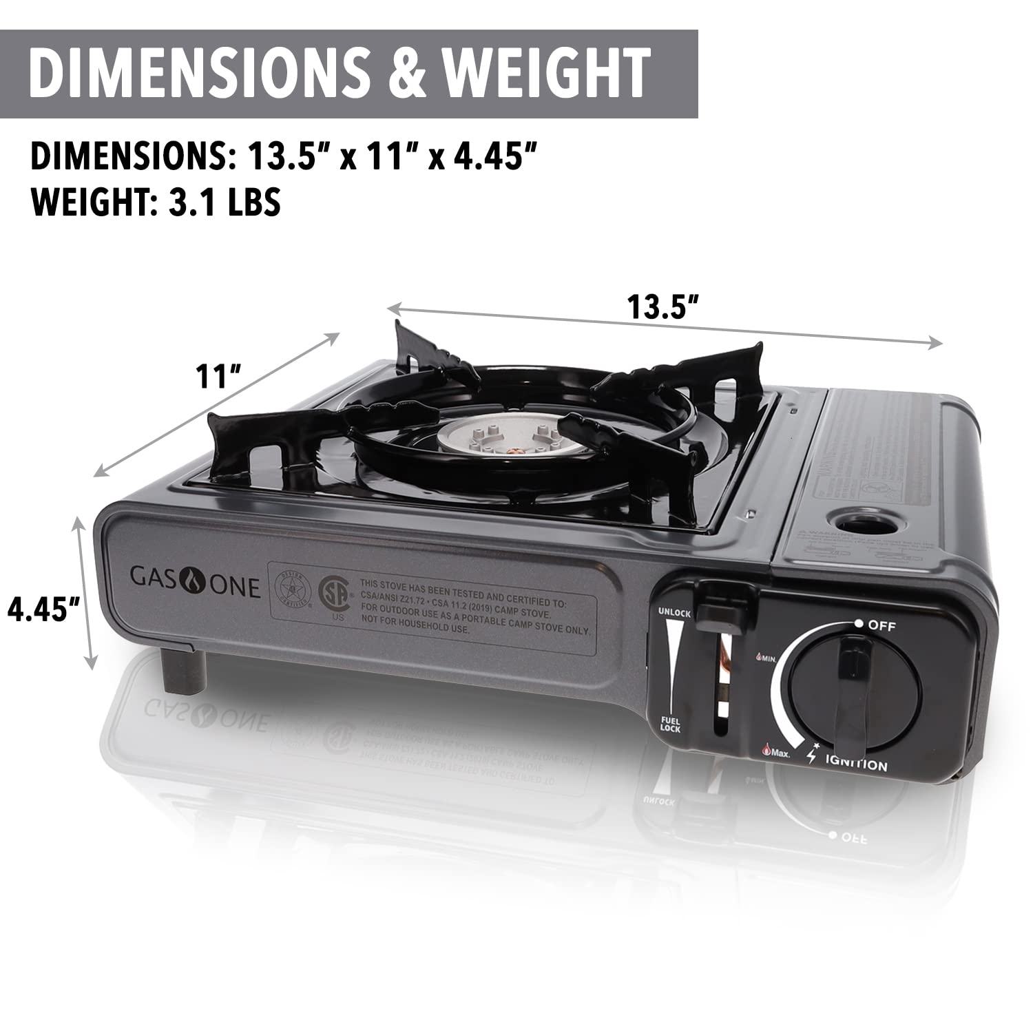 Gas One Butane Gas Stove with 4 Fuel Canister Catridge - Gray
