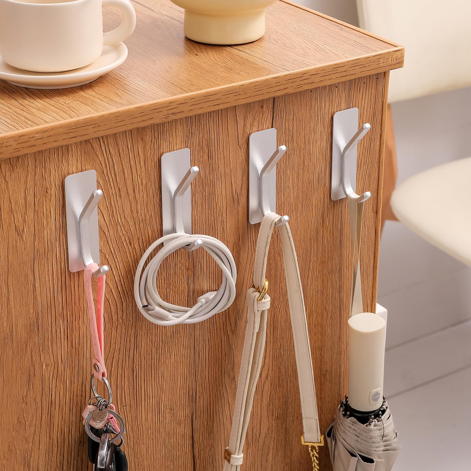 Paoli Heavy Duty Self Adhesive Hooks - Sturdy self Adhesive Hooks for Home, School and Office Easy to fit and Remove ( Black ,Set of 4)