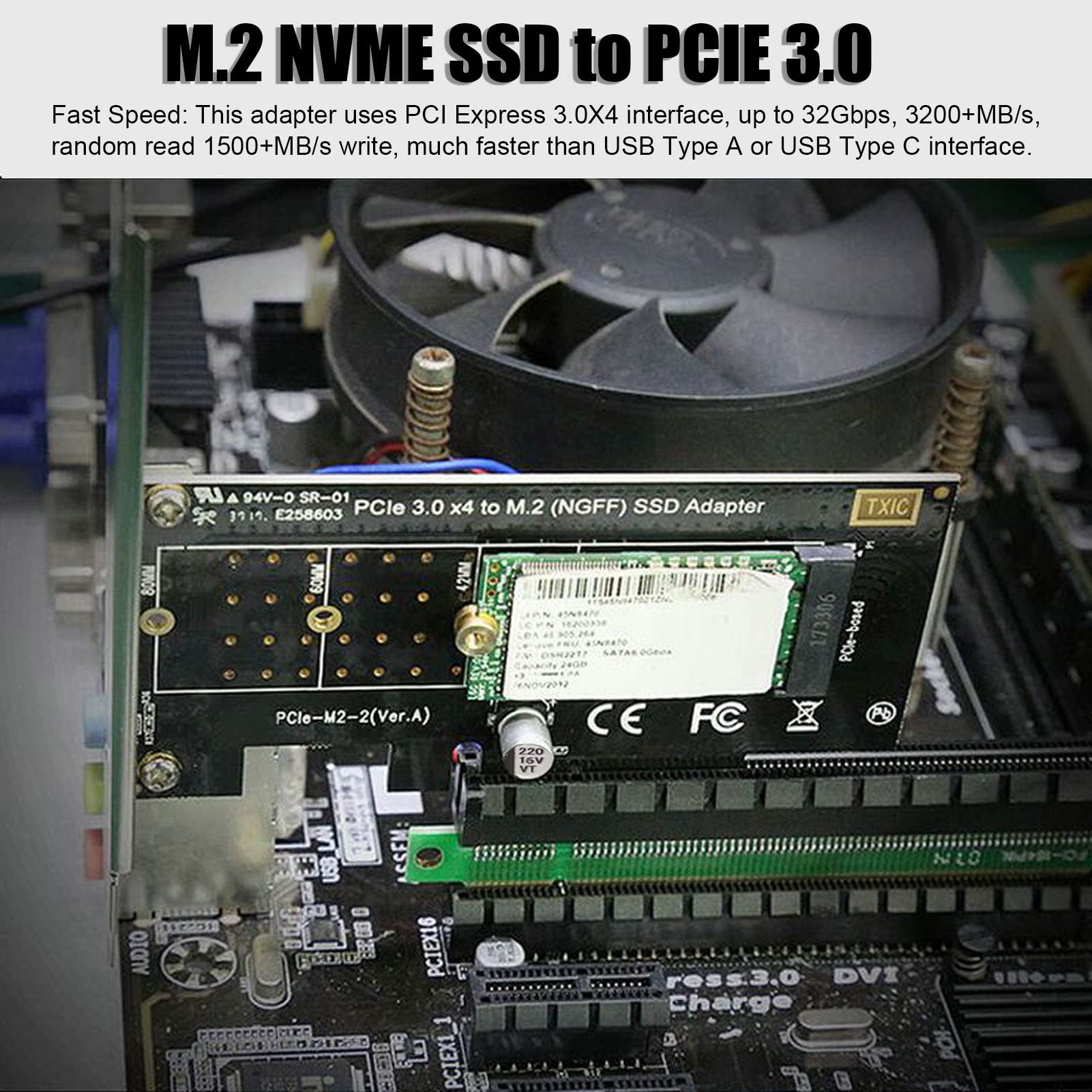 Zyyini Nvme M.2 to Pcie3.0 4X High-Speed Expansion Adapter Card M Key Ngff Ssd Conversion Card,Fast Heat Dissipation, Supports 2280, 2260, 2242, 2230 Solid State Drives(X4)
