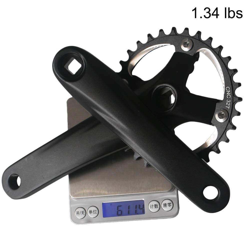 GANOPPER Square Taper MTB Crankset 1X Mountain Bike Single Speed Bicycle Crank Arm Set 34T Chainring 104mm BCD Narrow Wide Teeth