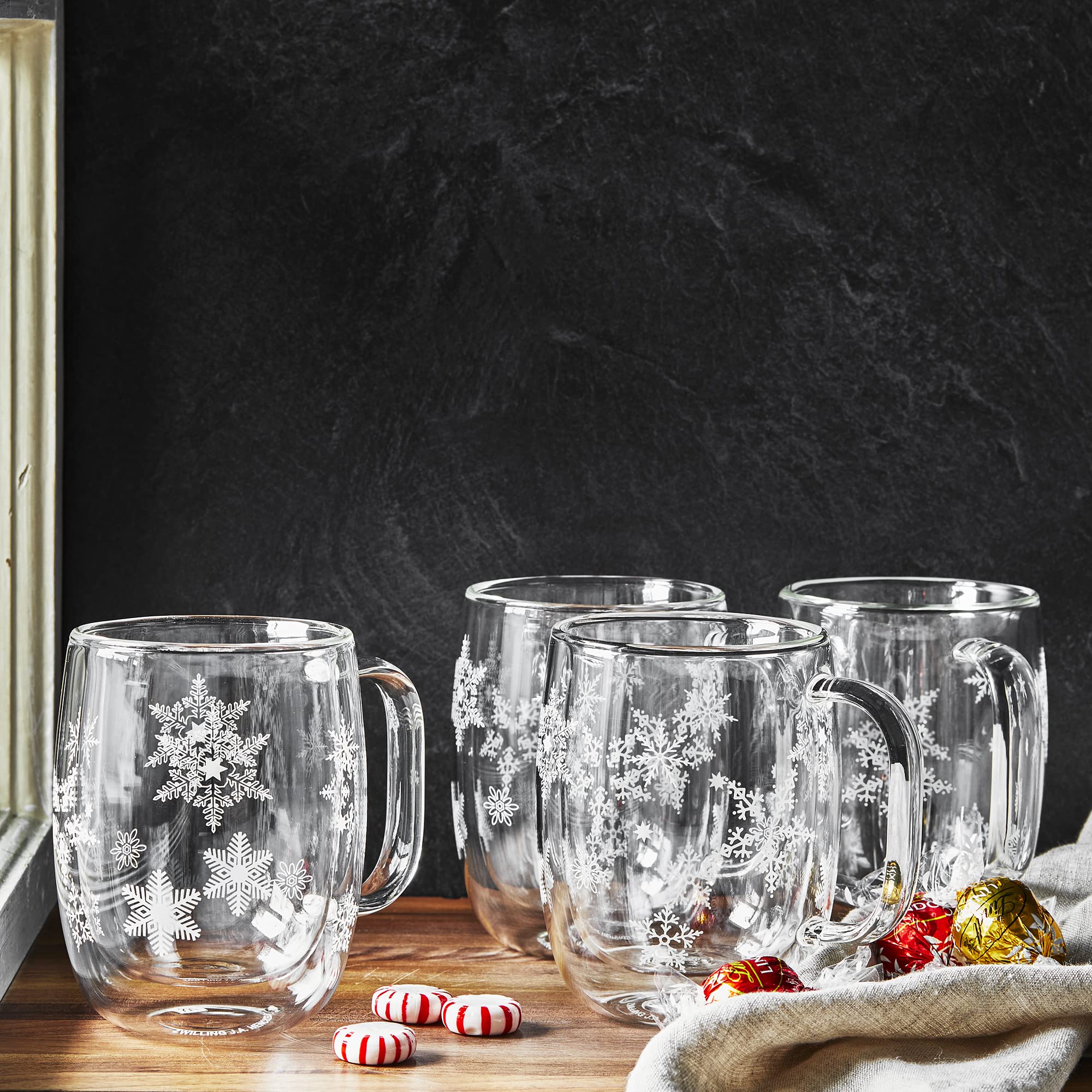 ZWILLING Sorrento Plus 4-pc 12oz. Double Wall Glass Coffee Mug Set