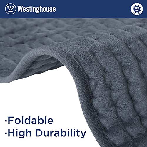 Westinghouse Electric Heating Pad for Back Pain Relief, Heated Neck Shoulder Wrap with 6 Heat Settings, 2-Hour Auto Shut-Off, Machine Washable, Extra Large 12x24 Inches (Grey)