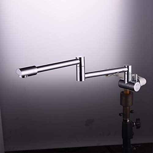 Showerhead Copper Wall Mounted Kitchen Faucet Single Cold Single Hole Sink Rotary Tap Bath Fixtures (Type : Brush Nickel) (Chrome)