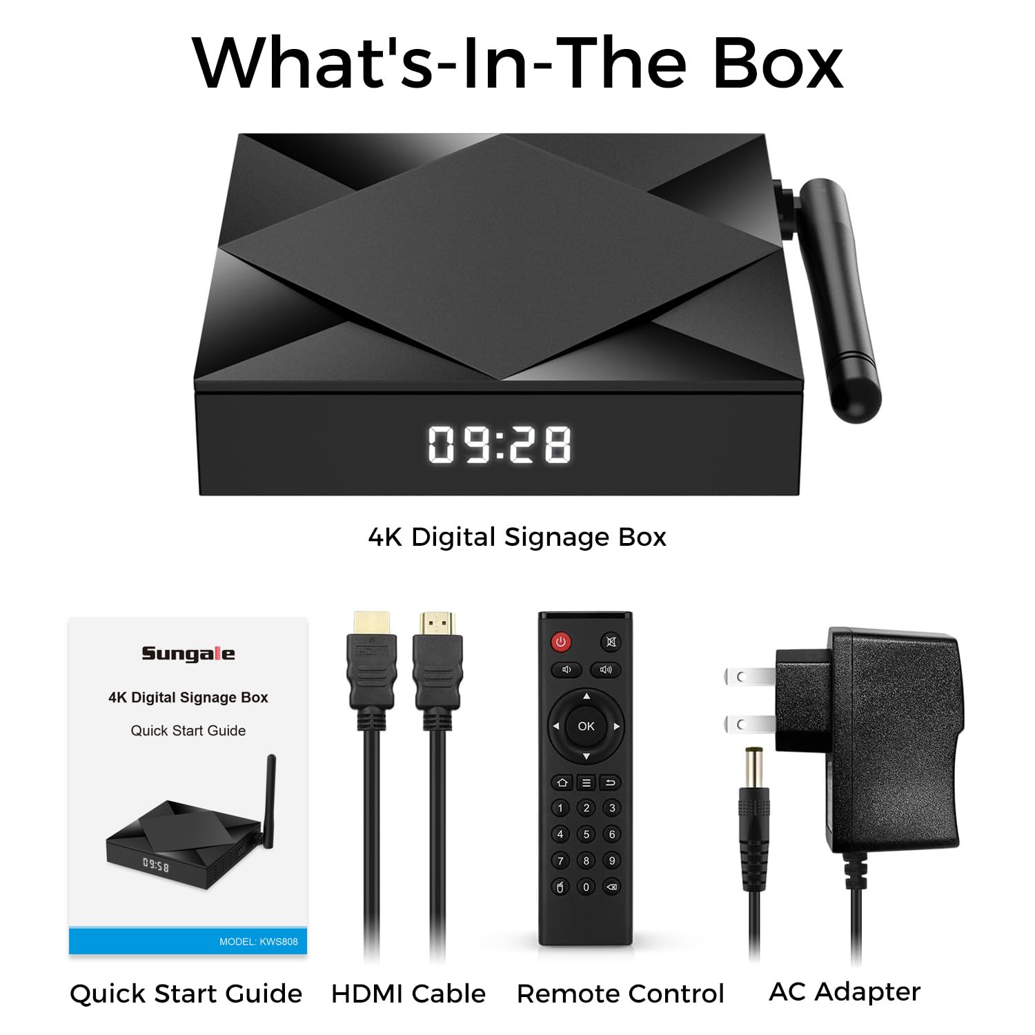 Sungale KWS808 4K Ultra HD Digital Signage Display Box β Remote Cloud Content Management, Affordable Service Plan with Free Trial for Office, Bar, Restaurant, Hotel, and Business