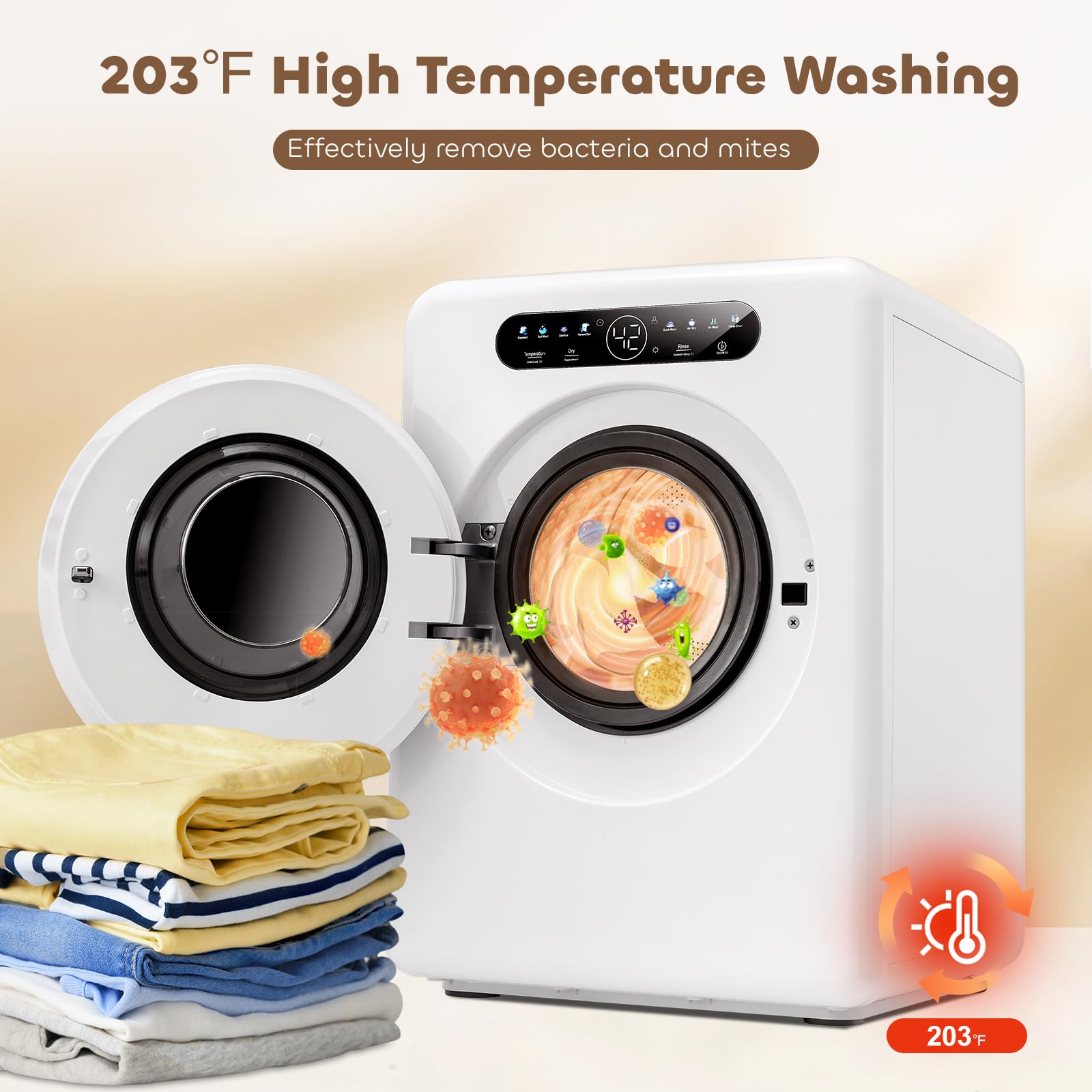 TECSPACE 2 In 1 Mini Portable Washer And Dryer Combo, 9 L Mini Washing Machine With 24 Hours Reservation Mode and High-temperature Stain Removal for Baby Clothes, Underwear (9L)