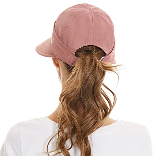 Sun Visor Hats for Women UV Protection Wide Brim 2 in 1 Zip-Off Visor Summer Beach Hat Womens Packable Golf Hat Salmon Pink