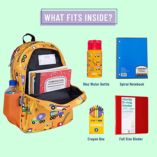 Wildkin 15-Inch Kids Backpack for Boys & Girls, Perfect for Early Elementary, Backpack for Kids Features Padded Back & Adjustable Strap, Ideal for School & Travel Backpacks (Under Construction)