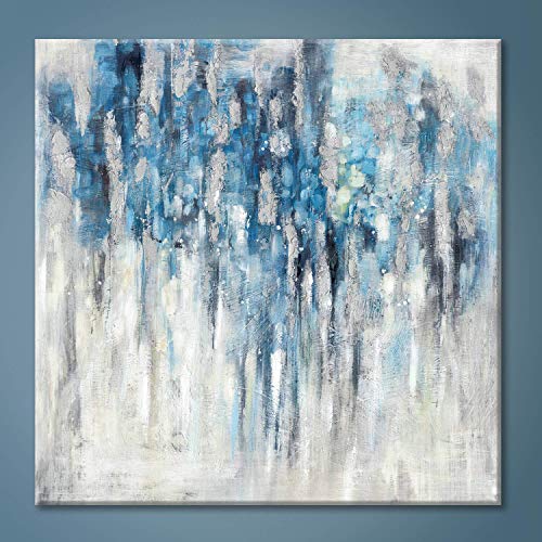 UTOP-art Modern Abstract Wall Art Canvas:Blue and Gray Artwork Aque Painting for Living Room