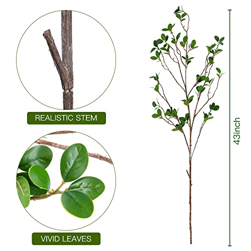 Sggvecsy 43ββ 4Pcs Artificial Ficus Branches Faux Leaf Spray Green Eucalytus Branches Artificial Greenery Stems Fake Ficus Twig Plants for Home Office Wedding Vase Filler Shop Decoration