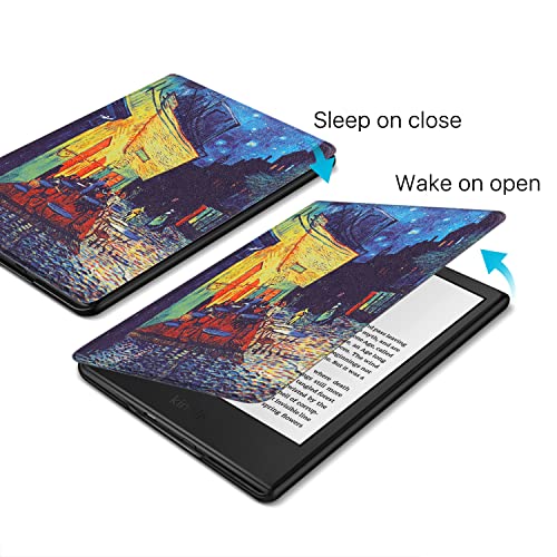 TNP Case for 6" All-New Kindle (2022 Release) 11th Generation Slim Cafe at Night Cover, Lightweight and Smart Protective Flip Case with Auto Sleep and Wake for 6-Inch Amazon Kindle E-Book Reader