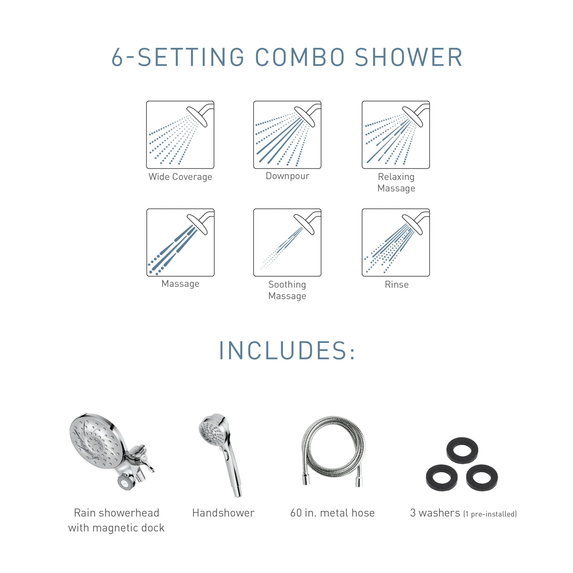 Moen Engage Magnetix Spot Resist Brushed Nickel Multi-Function Handshower and Rainshower Combo Featuring Magnetic Docking System, Shower Head with Handheld Spray, 26009SRN