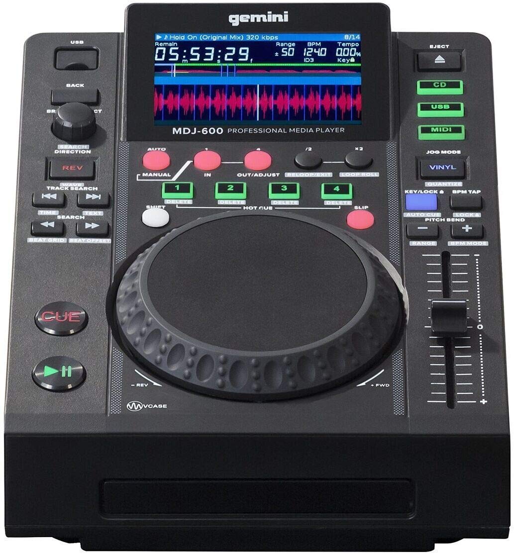 Gemini Sound MDJ-600: Professional CD & USB DJ Media Player with 4.3" Display, Touch-Capacitive Jogwheels, MIDI Controller – Versatile DJ Deck for Beginners and Pros