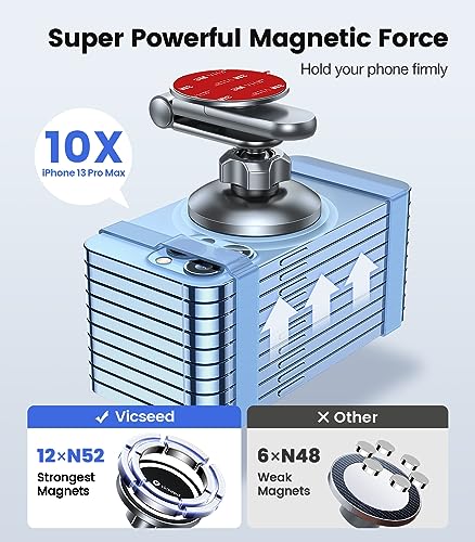 VICSEED Tesla Phone Mount【Strongest Magnet Power】MagSafe Car Mount for Tesla Model 3 Model Y, Foldable Hidden Phone Holder Fit for All Phone, Tesla Model 3 Accessories