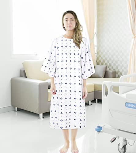 Utopia Care 6 Pack Cotton Blend Unisex Hospital Gown, Fits Sizes up to 2XL Blue