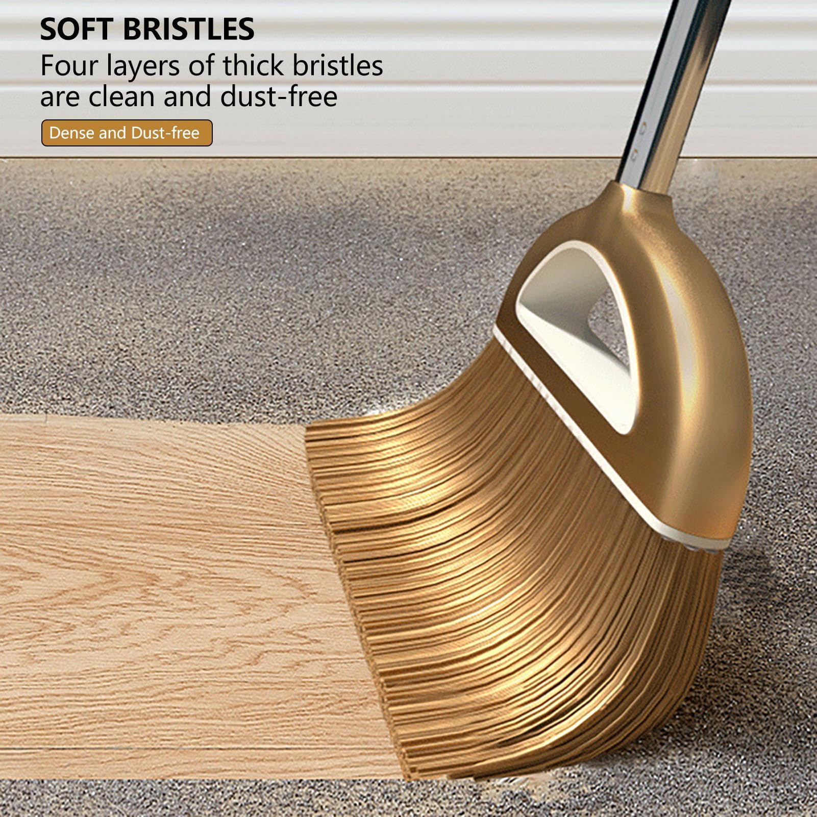 Standing Dustpan And Broom Set, Upgrade Broom And Dustpan Set, Large Size And Stiff Broom Dust Pan With Long Handle, For Home, Indoor, Kitchen Room Lobby Floor Cleaning