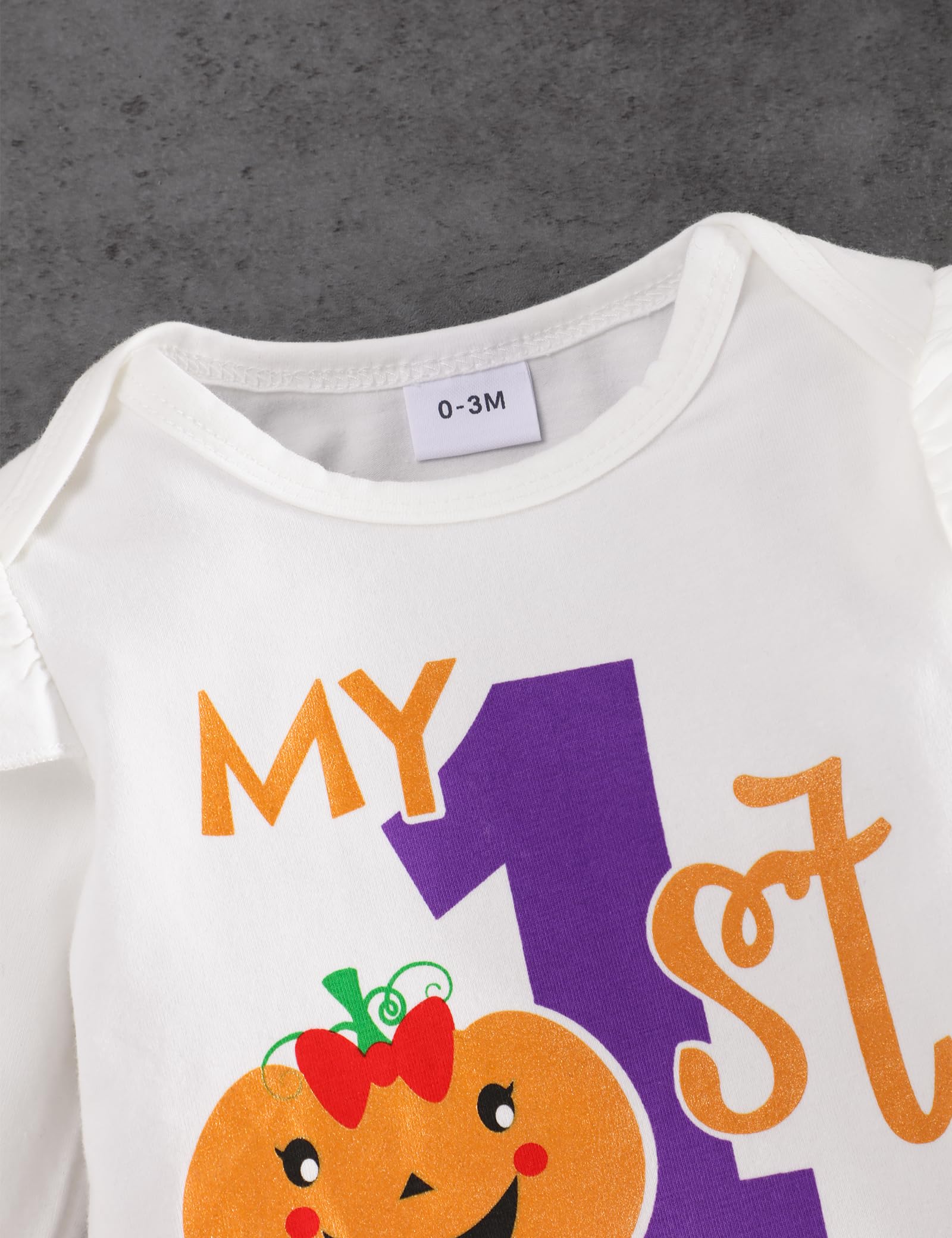 FoWear My First Halloween Baby Girl Outfit Ruffle White Romper and Long Pants Halloween Baby Clothes 9-12M