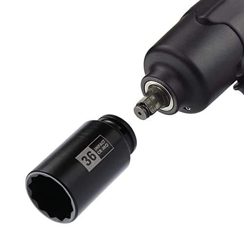 Mayouko 4PCS 1/2" Drive Deep Axle Nut Impact Socket Set, CR-MO, 12 Point Design, Metric, 30,32,34,36mm, 1/2 Inch Extra Deep Impact Socket
