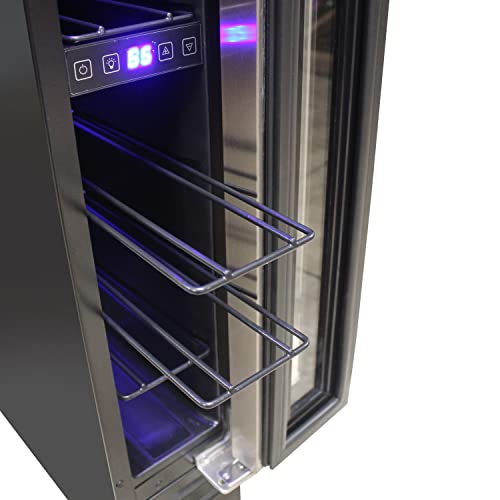 Vinotemp 7 Bottle Built-in Style Wine Cooler with Stainless Steel Door Trim and Dual Pane Glass