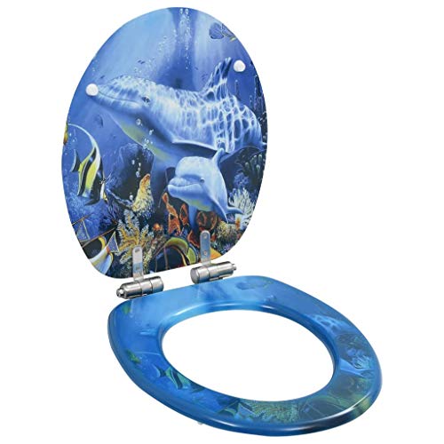 Plumbing Plumbing Fixture Hardware & Parts Toilet & Bidet Accessories WC Toilet Seats 2 pcs with Soft Close Lids MDF Dolphins Design