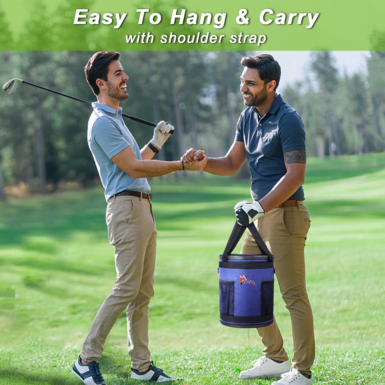 GOOLFIKY Golf Cooler Bag Golf Cart Cooler, Leakproof Insulated Soft Cooler Large Collapsible Cooler Bag, Personal Travel Cooler Golf Push Cart Accessories (Blue)