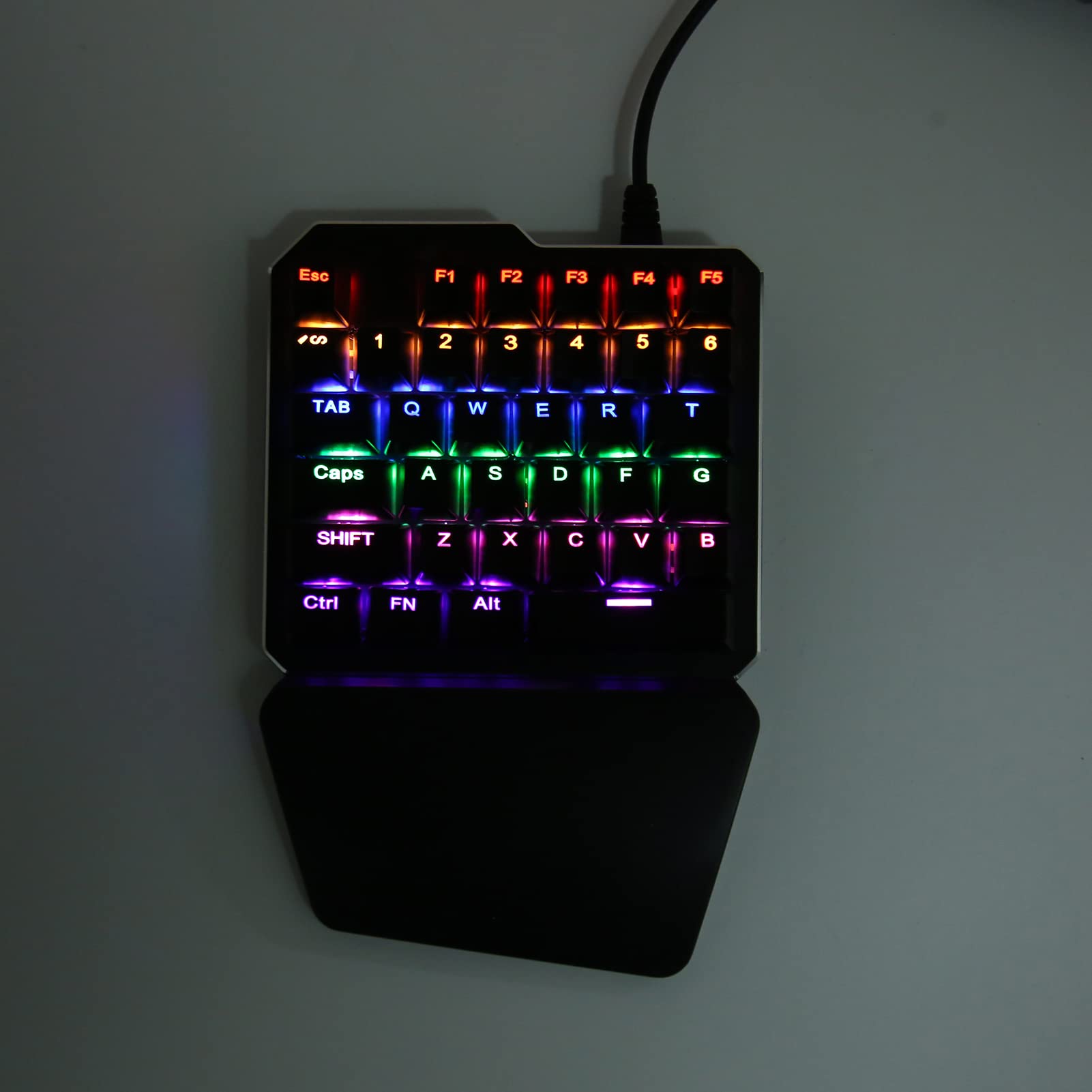 RTLR One Handed Keyboard, RGB Backlit Gaming Keypad USB Wired 35 Keys ABS for Office