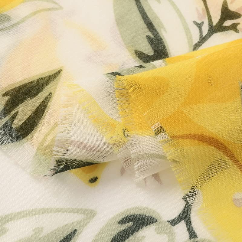 GPPZM Fruit Lemon Floral Fringe Viscose Shawl Scarf Headband Wrap Pashmina Stole (Color : A, Size : One Size)