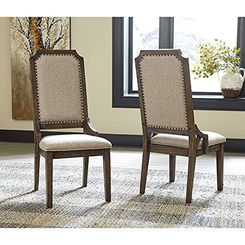 Signature Design by Ashley Wyndahl Rustic Modern Upholstered Dining Chair, 2 Count, Distressed Brown