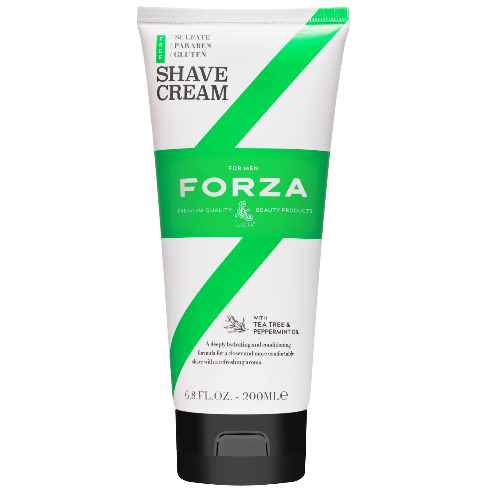 Forza Shave Cream for Men, Smooth & Quick Shaving Cream Fights Nicks, Cuts, Razor Burn and Irritation with Tea Tree & Peppermint Oil 6.8Oz