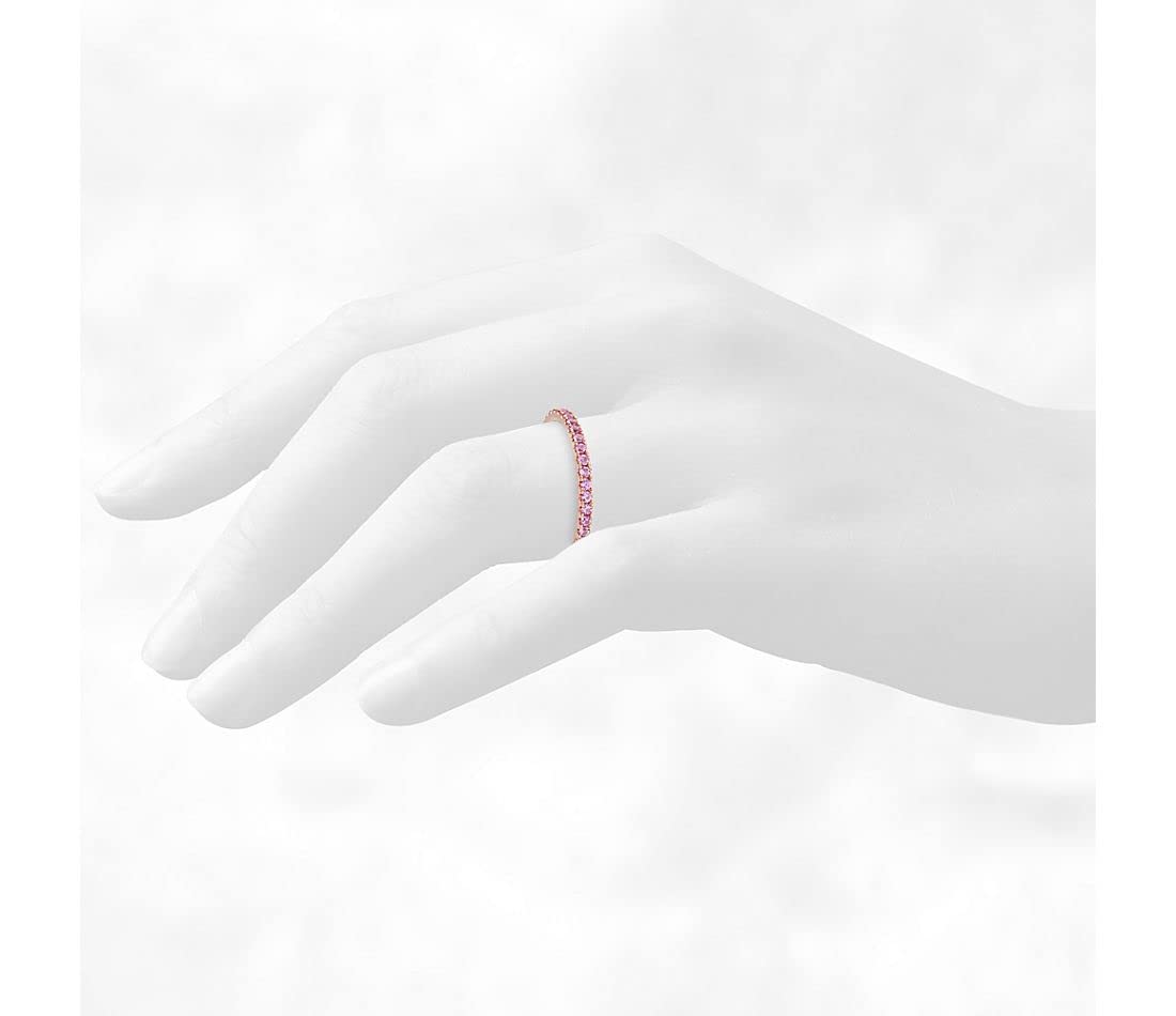 Jewelrygift Created-Pink Sapphire Gtone Band Ring Rose Gold Plated Beautiful Design Luxury gift perfect wedding or for Men and women US Ring Size: 6