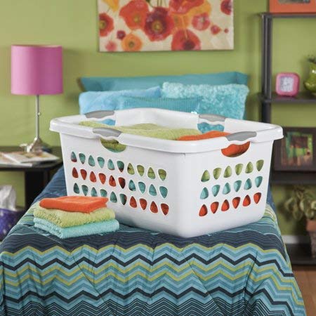 STERILITE 1.25 Bushel Hip Laundry Basket, White (Available in Case of 4 or Single Unit)