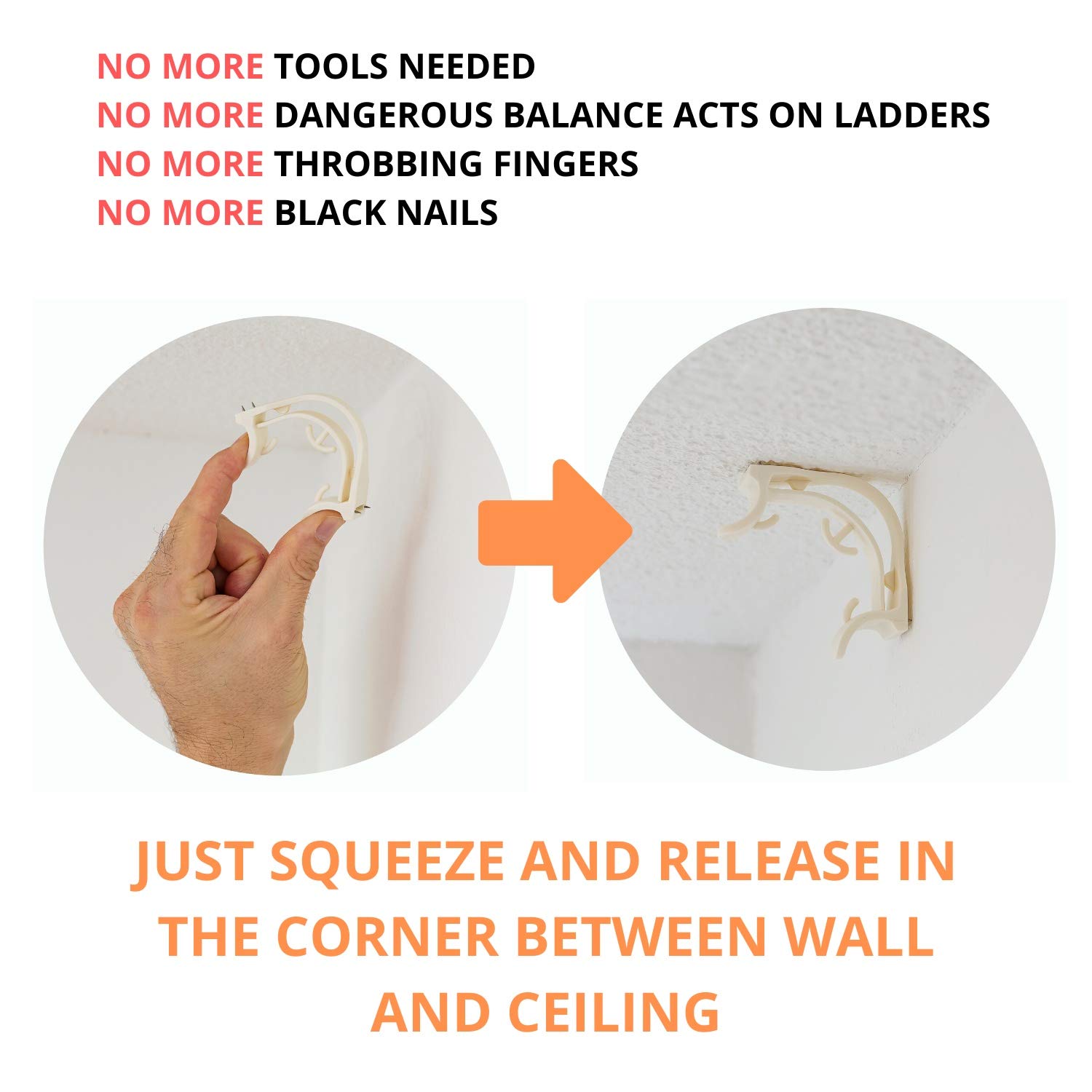 Wididi 4-Pack | Easy Up Reusable Multi-Purpose Utility Hooks Hang Decorations, Garlands, String Lights, Posters | Easy to Mount and Remove No Tools | Dorm and Home Office Decor Essentials