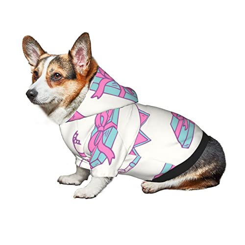 Small Pet Sweaters with Hat Birthday-Party-Gift-Pink Cat Puppy Hoodie Pet Hooded Coat X-Large