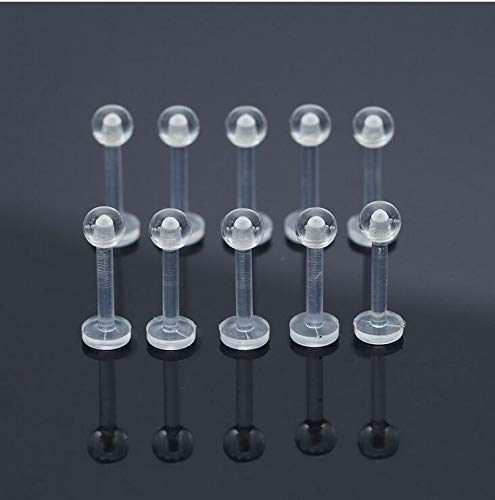 Happyupcity Cartilage Earring 30Pcs Clear Silica Gel and Acrylic Retainer Lip Rings Nose Studs Ear Helix Earring Clear Flat Top Retainer