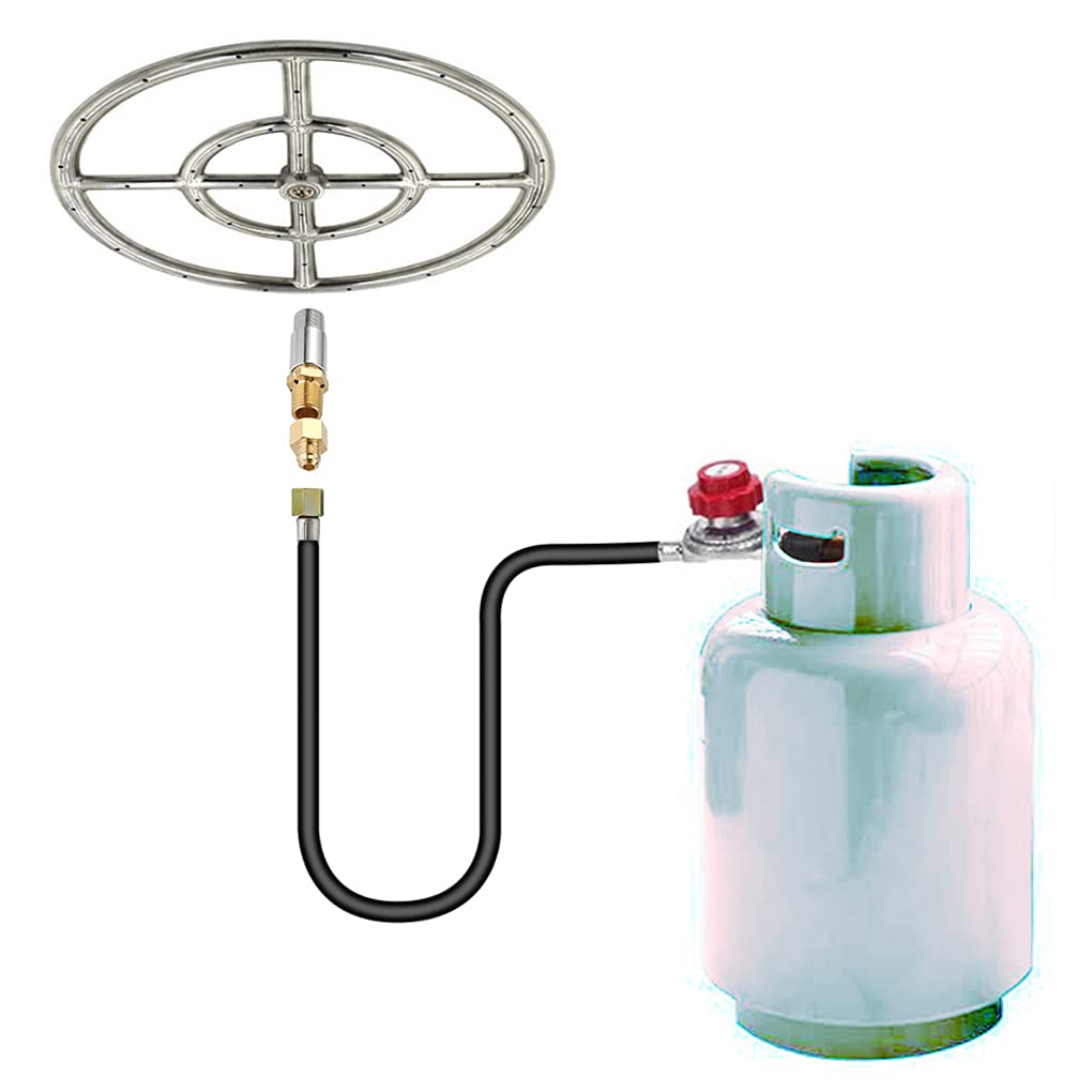 MOFLAME 4 Feet High-Pressure Propane 0-20 PSI Adjustable Regulator Hose Assembly with LP 1/2" Air Mixture Valve for Liquid Propane Fire Pits,Fireplace