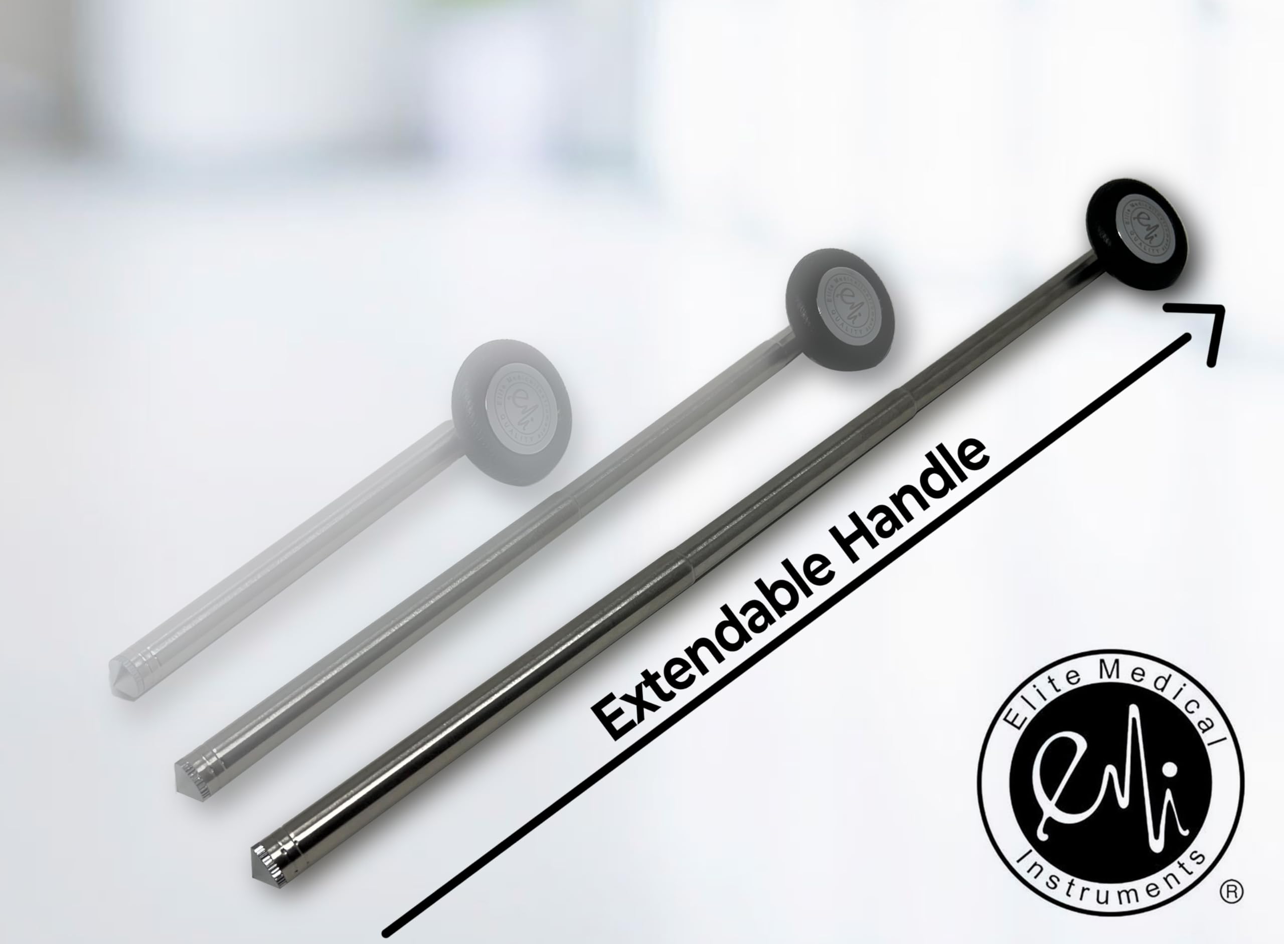 Telescopic Babinski Medical Reflex Hammer by Elite Medical Instruments - Adjustable Length from 7 inches to 15 inches