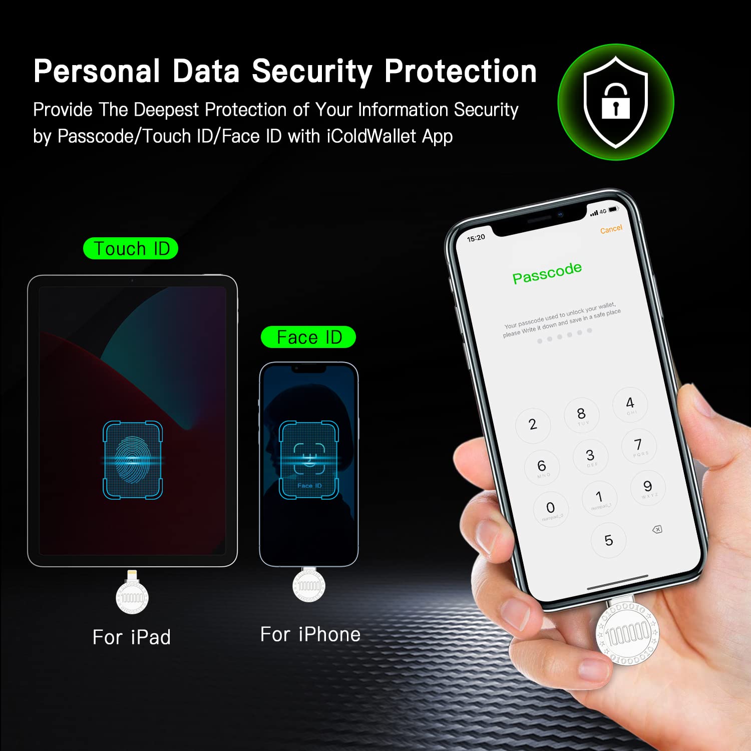 ySky MFi Certified Crypto Hardware Wallet for Bitcoin,Ethereum,ERC Tokens,Work with iPhone iPad - Safeguard Your Crypto to Securely Buy, Eaisly Manage and Grow All Your Digital Assets