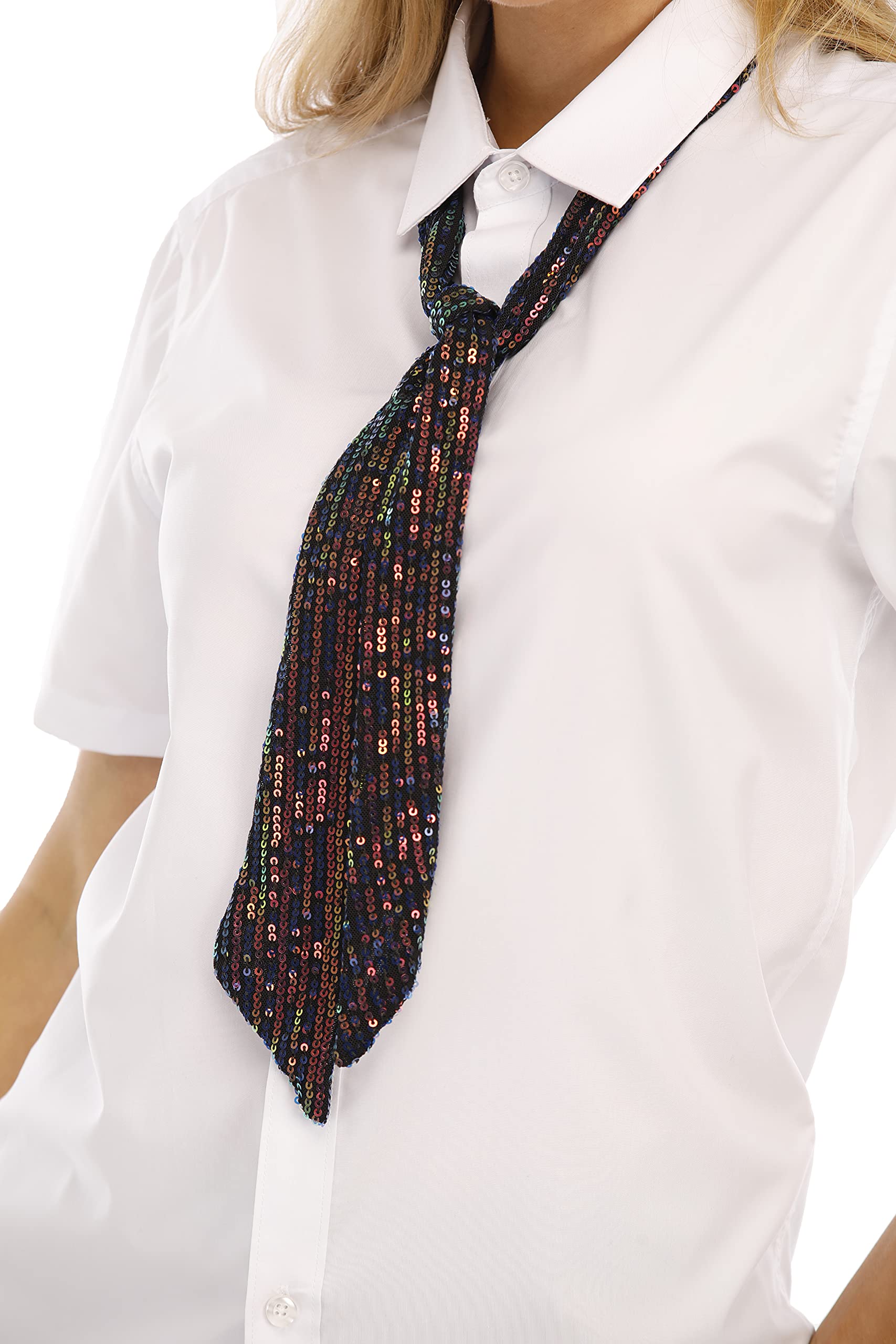 HI-party Small scarf with fashionable sequins for decoration (Black)