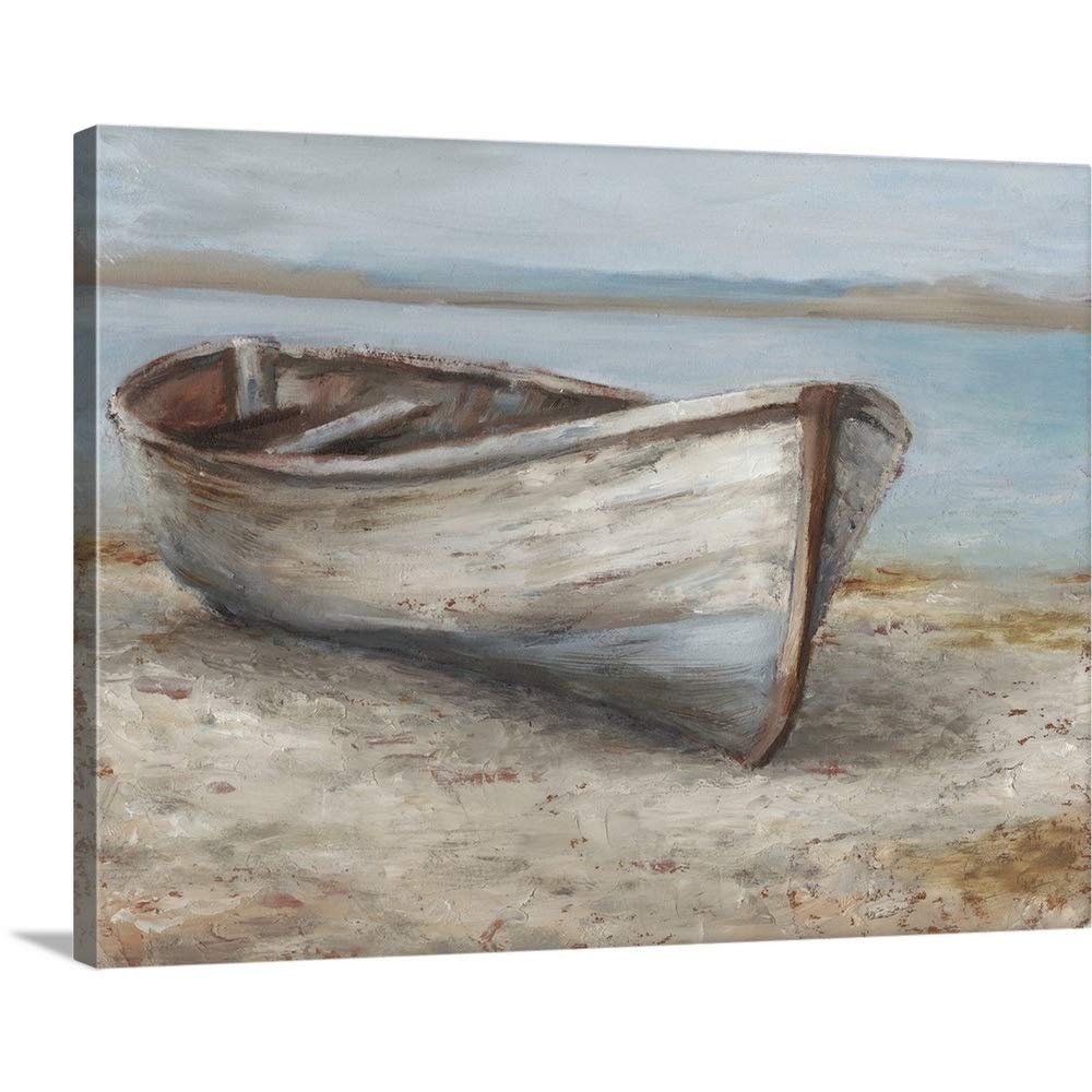 GREATBIGCANVAS Whitewashed Boat I Canvas Wall Art Print, Ships & Boats Home Decor Artwork, 40"x30"x1.5"