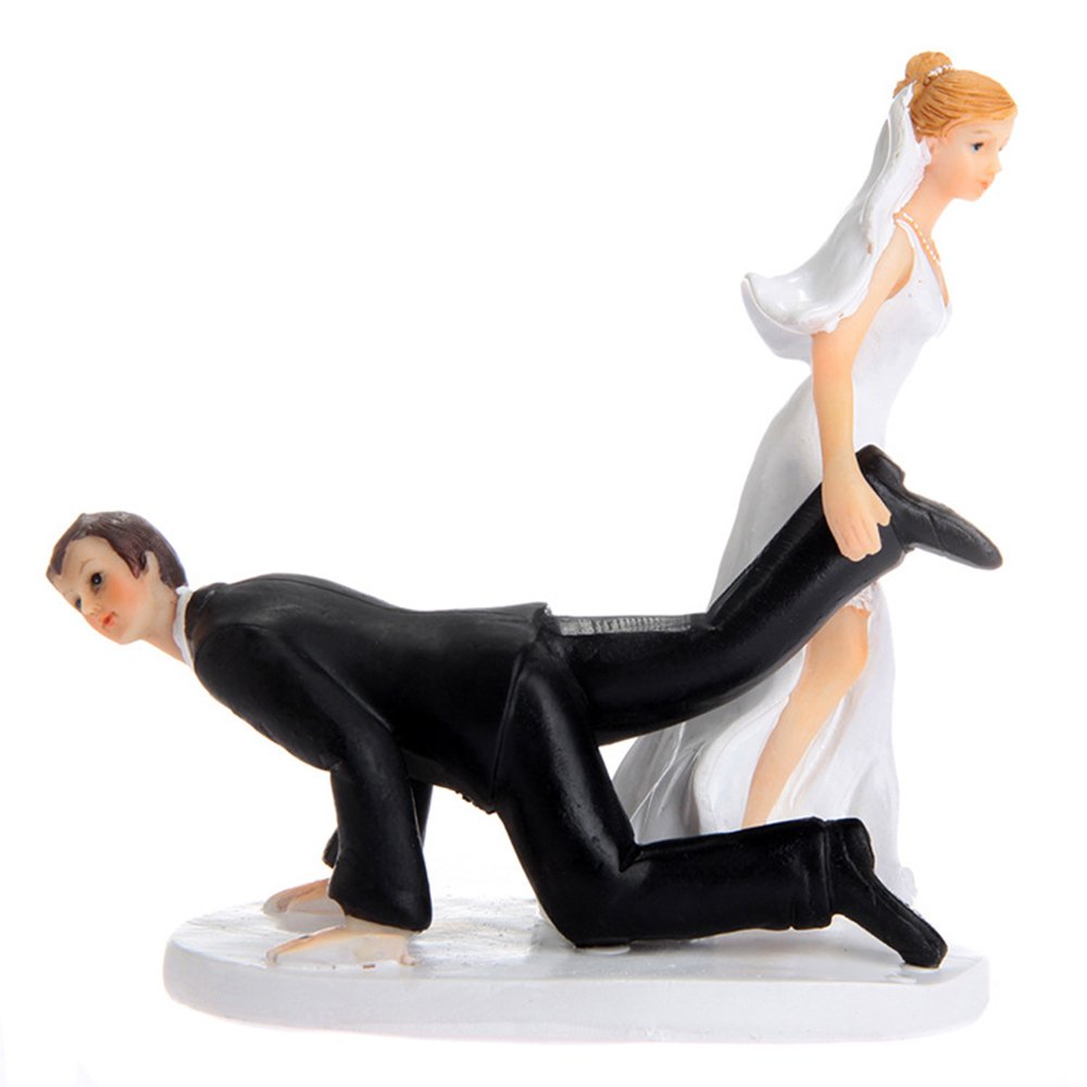 Riverbyland Bride Drag Groom Figurine Wedding Cake Topper