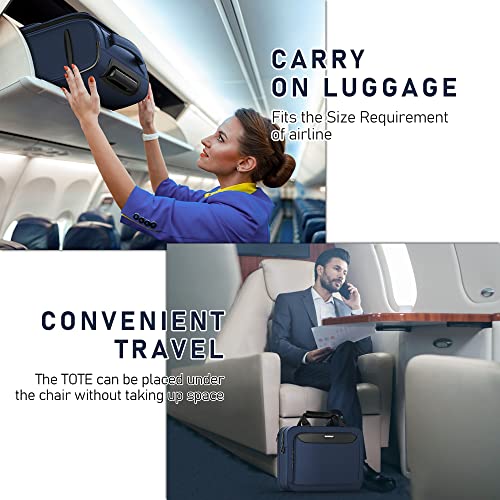 SHOWKOO Carry-on Luggage 2 Piece Softside Lightweight Durable Suitcase with Bag Tote Double Spinner Wheels TSA Lock Blue 20-inch