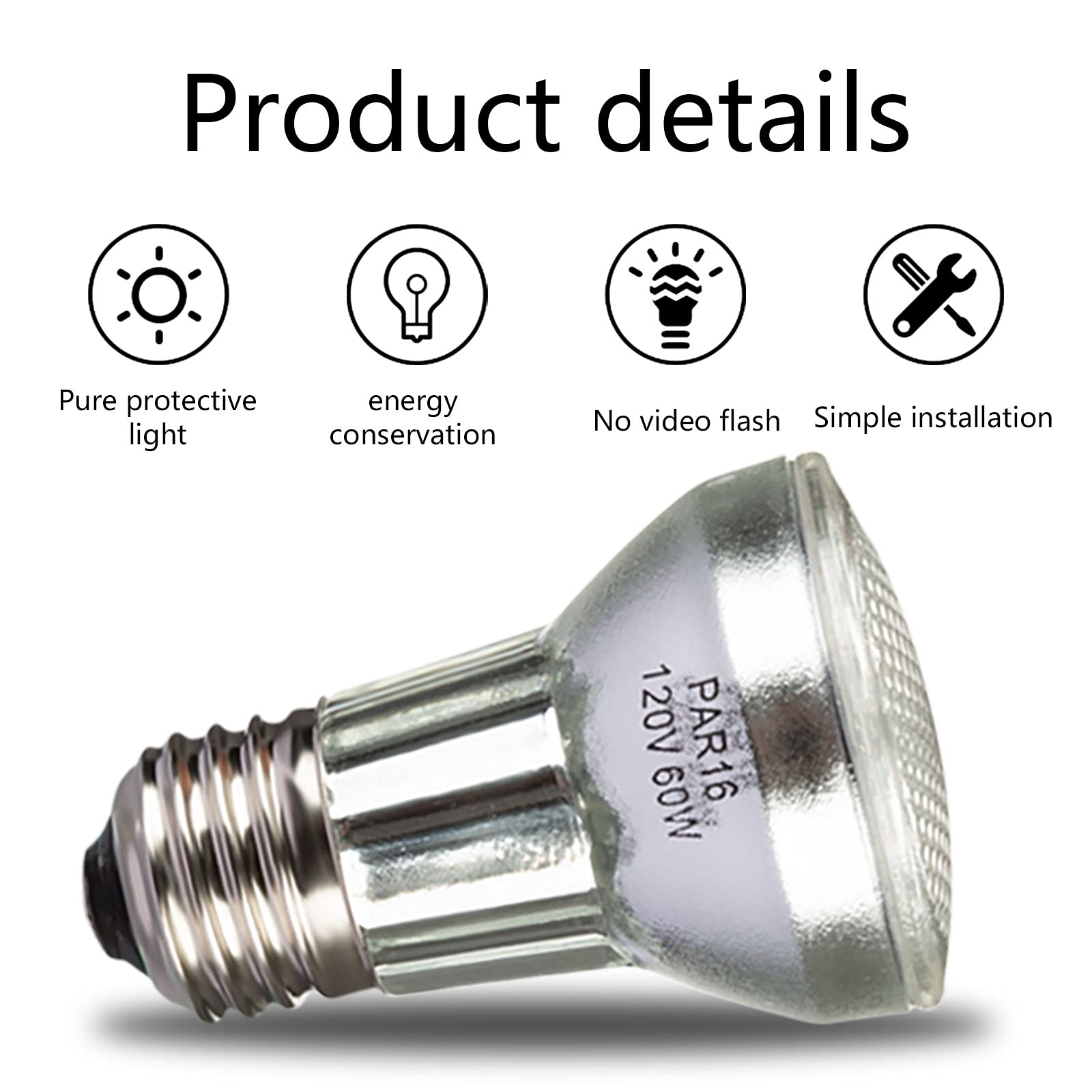 haraqi 6 Pack PAR16 60W 120V E26 Medium Halogen Flood Light Bulbs,Dimmable Bulbs for Range Hood Lights,Ceiling Fan,Table Light, Showcase Lamps